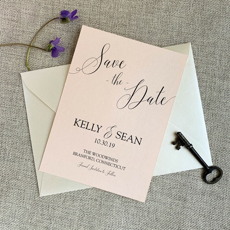 Simple Save The Date. Script Wedding Font. Coral Save The | Etsy