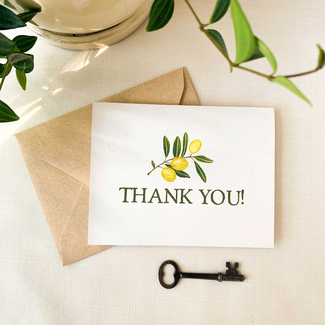 Green Olives Thank You Cards. Eco Friendly Watercolor Stationery. Set ...
