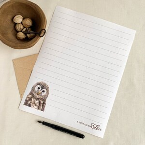 Personalized Baby Tawny Owl Watercolor Kids Pen Pal Stationery Set. Eco ...