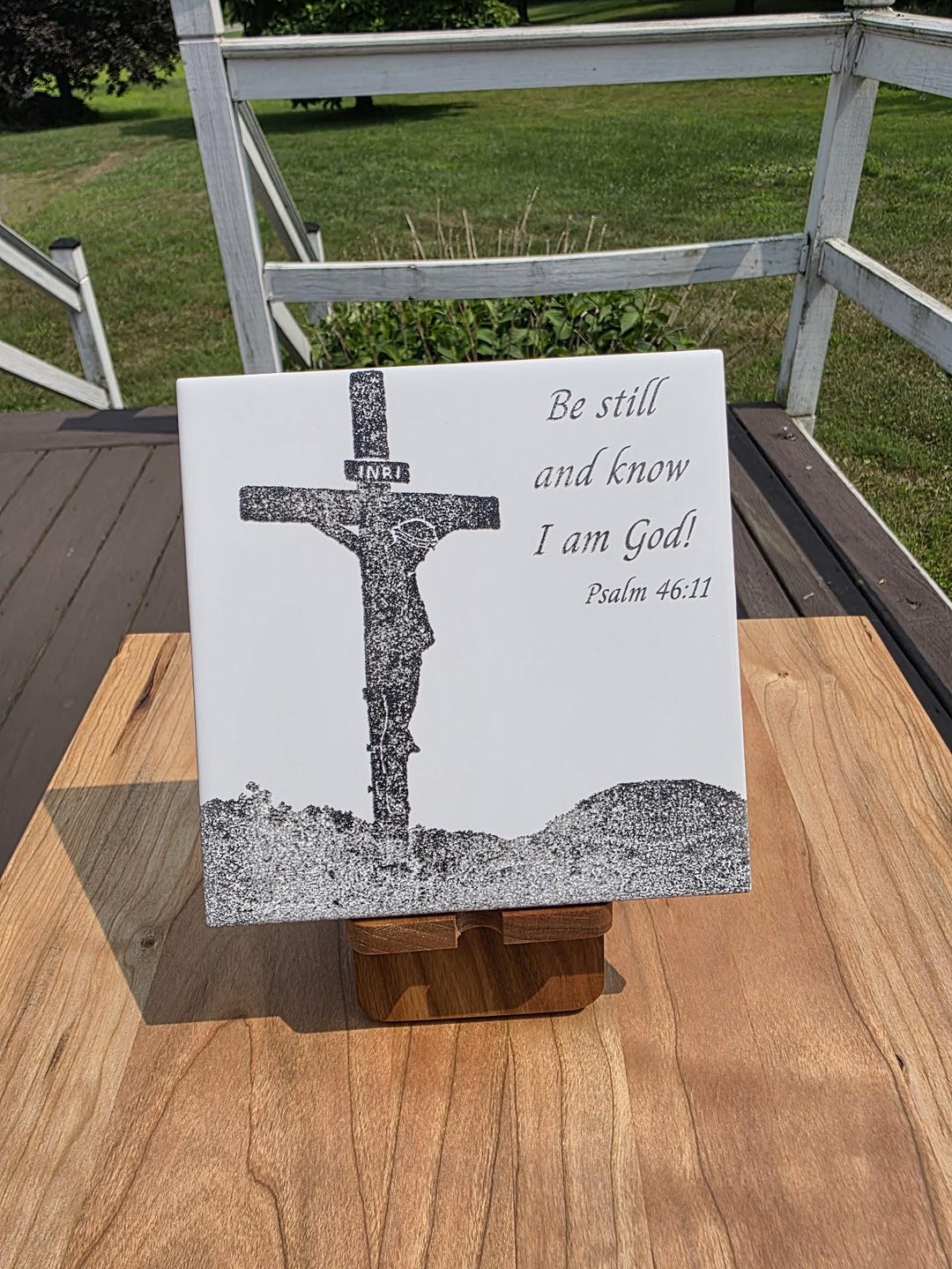 Laser Etched Crucifixion Tile – Religious Wall Decor – Christian Gift ...