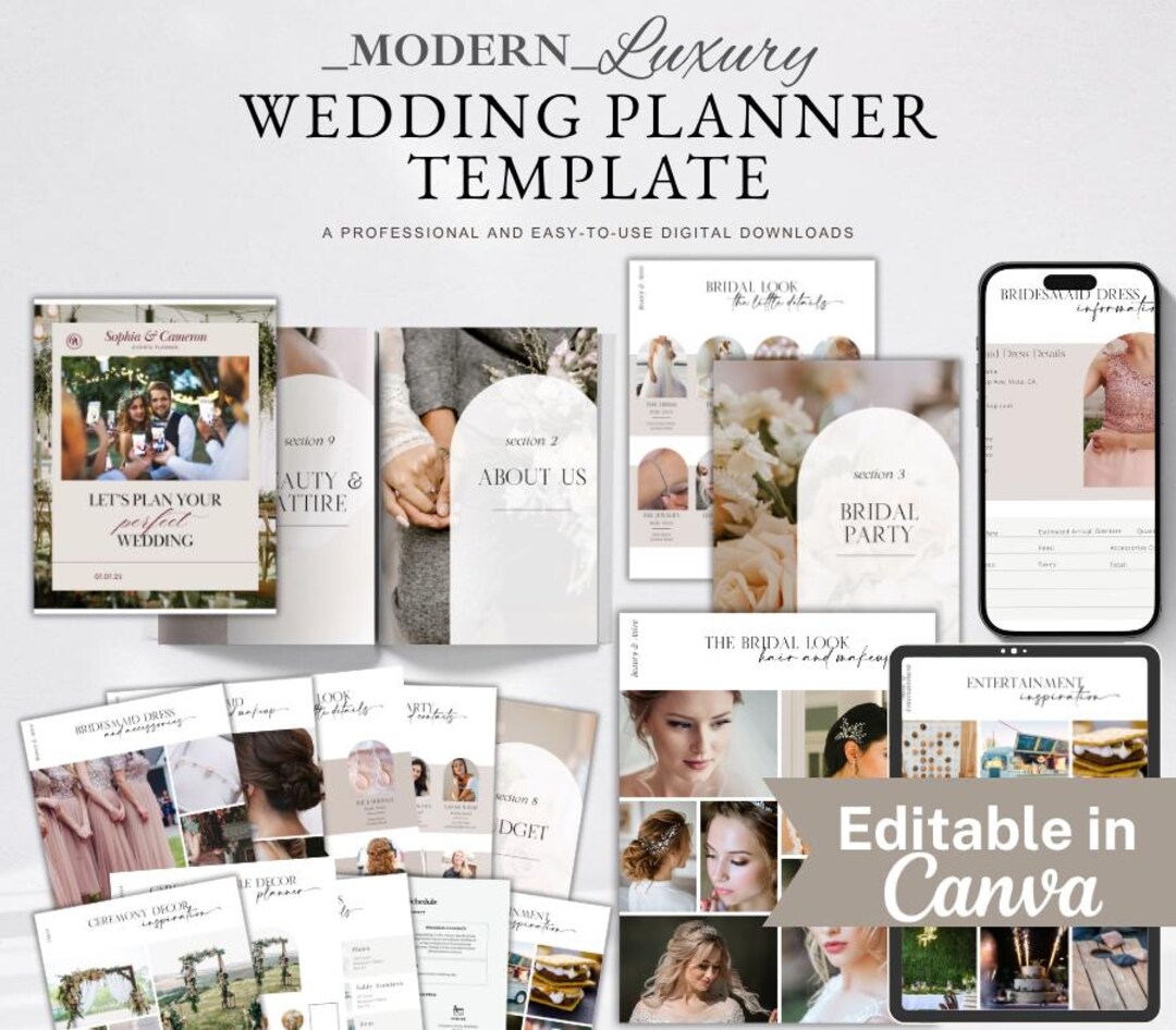 Editable Wedding Planner Template: Canva Bridal Organizer (printable ...