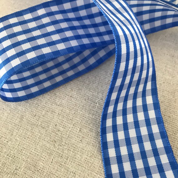 Cobalt Blue Gingham 2.5 Ribbon by the Yard | Etsy