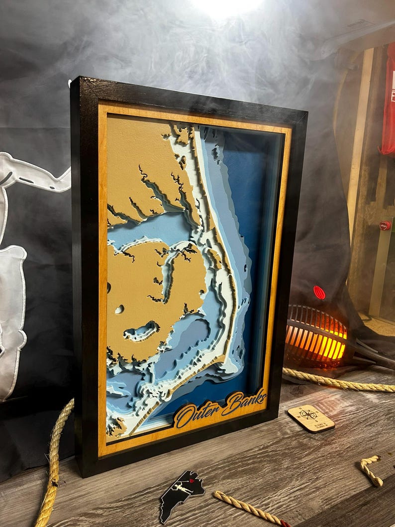 Laser Cut Outer-banks Map - Etsy