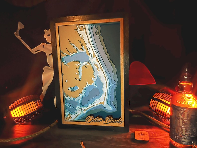 Laser Cut Outer-banks Map - Etsy