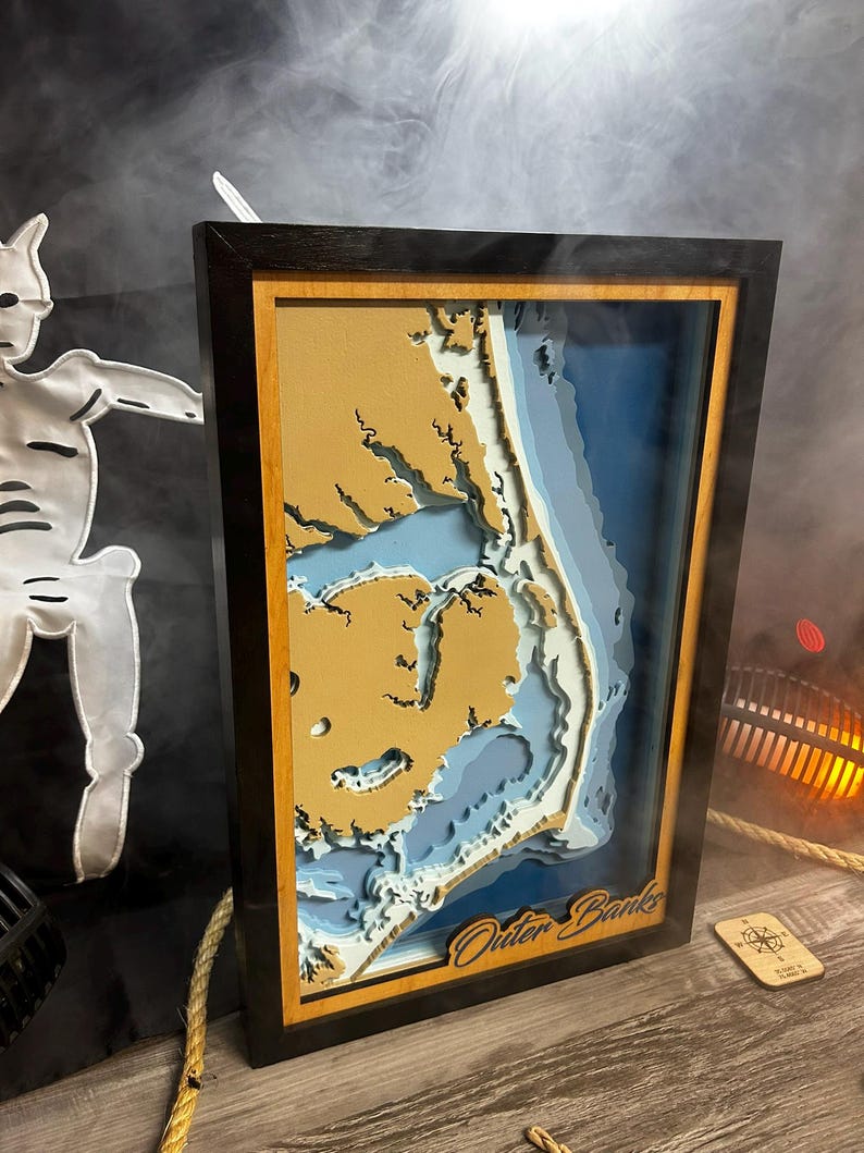 Laser Cut Outer-banks Map - Etsy