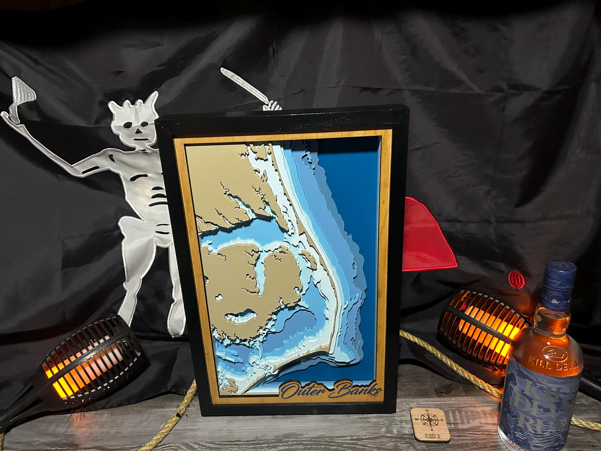 Laser Cut Outer-banks Map - Etsy
