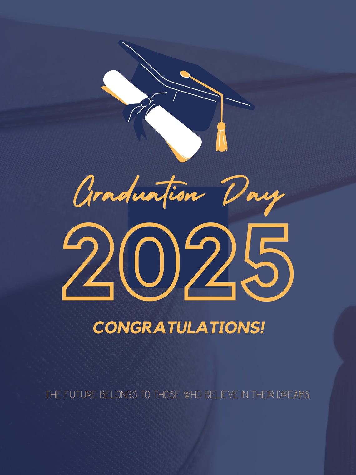 Class of 2025 Graduation Poster | Digital Print | Navy and Gold Grad ...