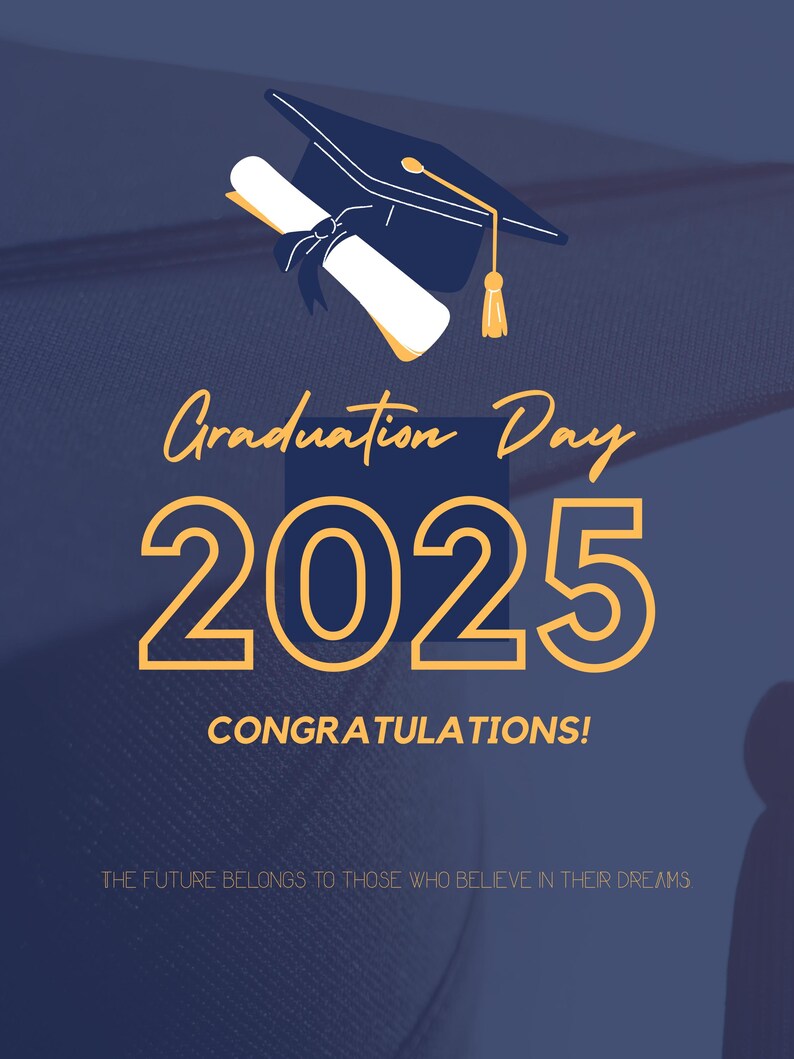Class of 2025 Graduation Poster | Digital Print | Navy and Gold Grad ...