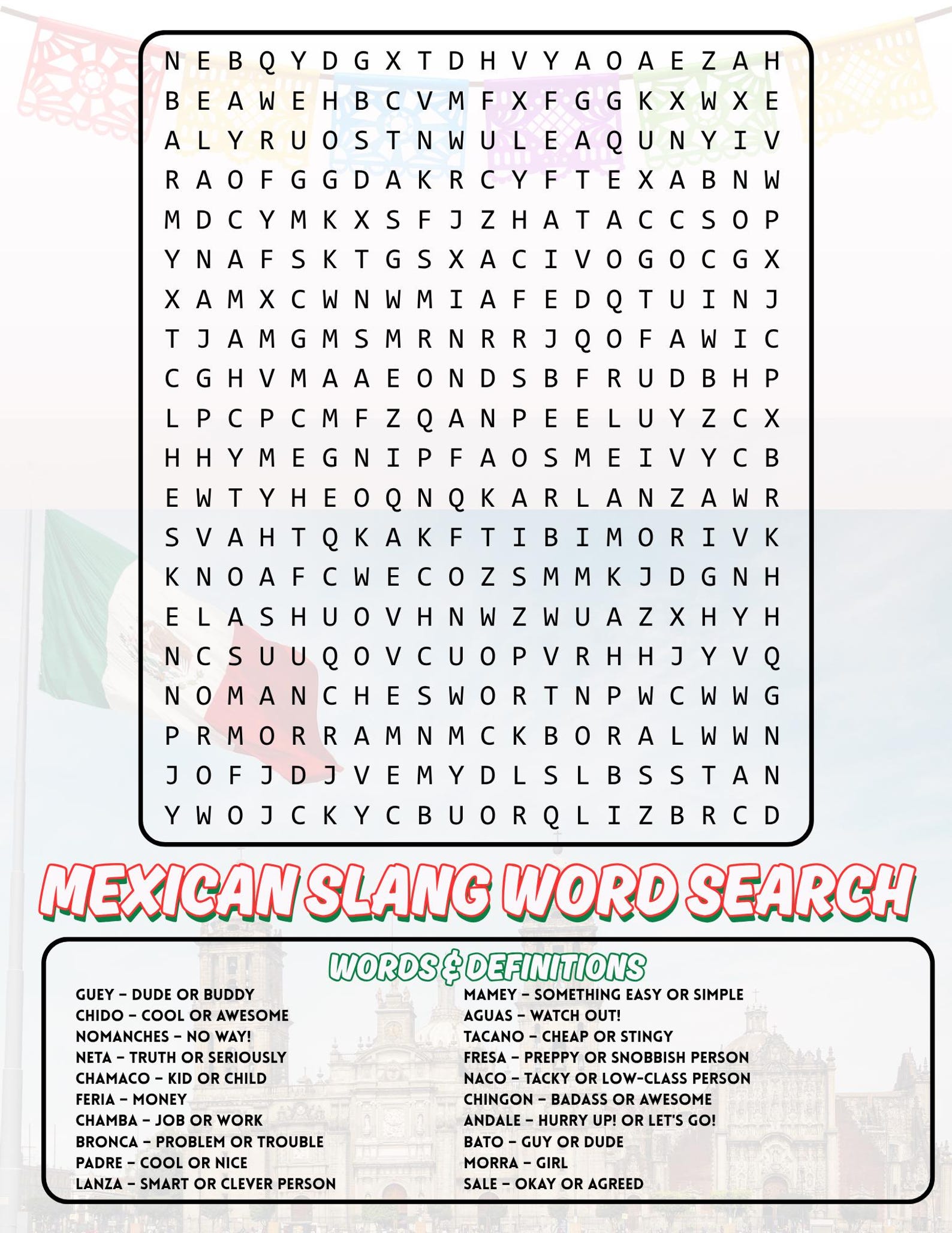Latin American Slang Word Search Bundle – Printable Spanish Puzzles ...