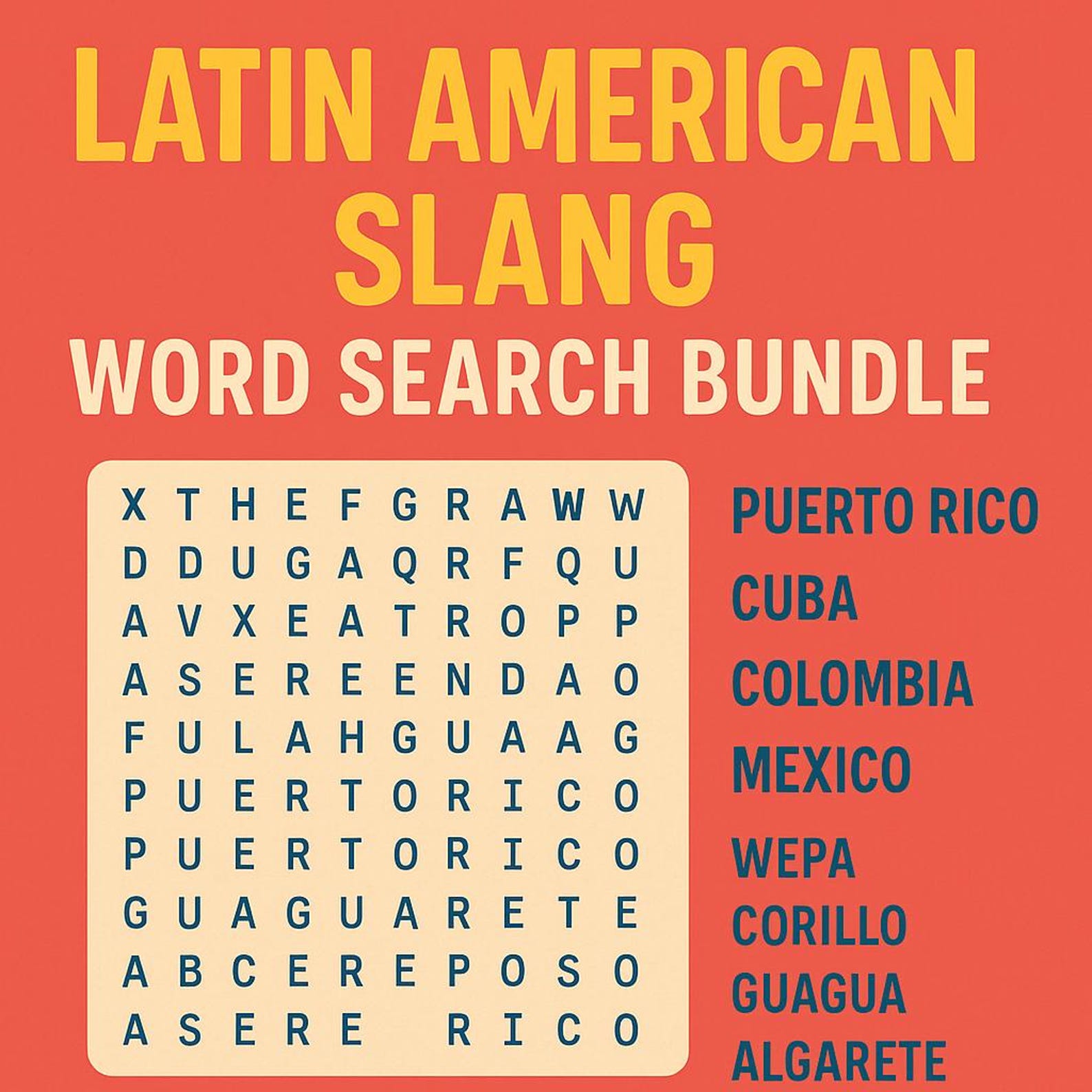 Latin American Slang Word Search Bundle – Printable Spanish Puzzles ...