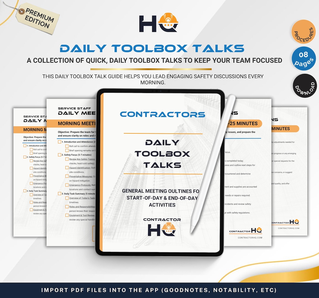 Daily Toolbox Talks Template, Safety Meeting Log Google Sheets or Docs ...