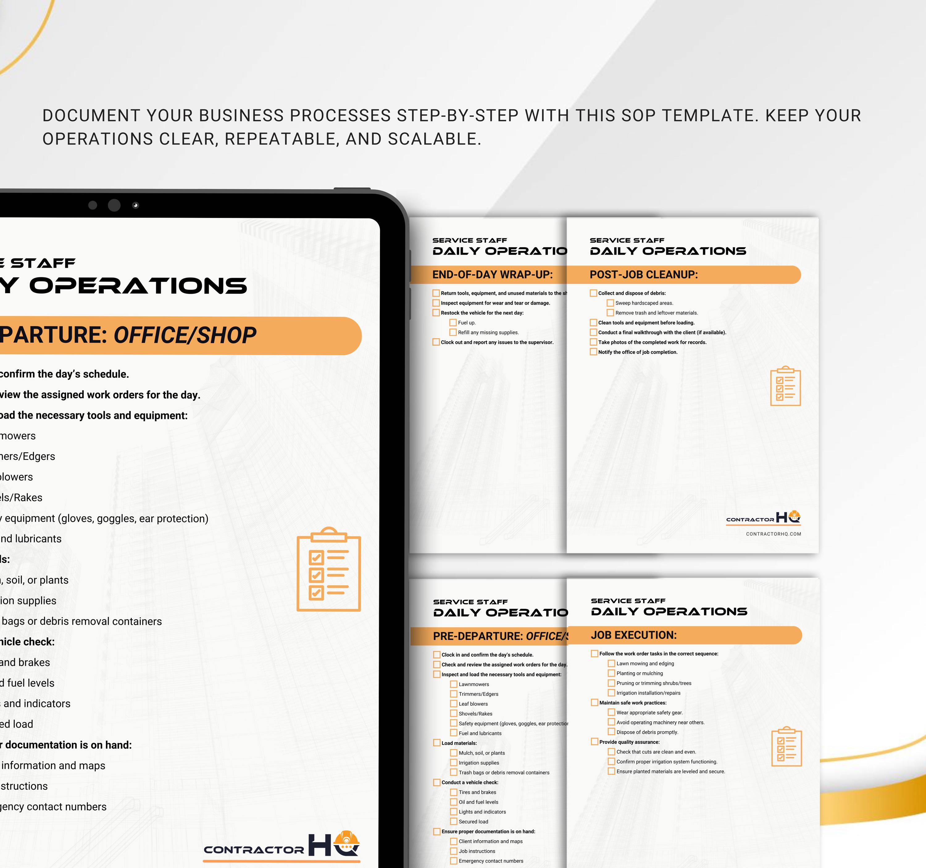 Standard Operating Procedures Template, SOP Manual Google Docs Format ...