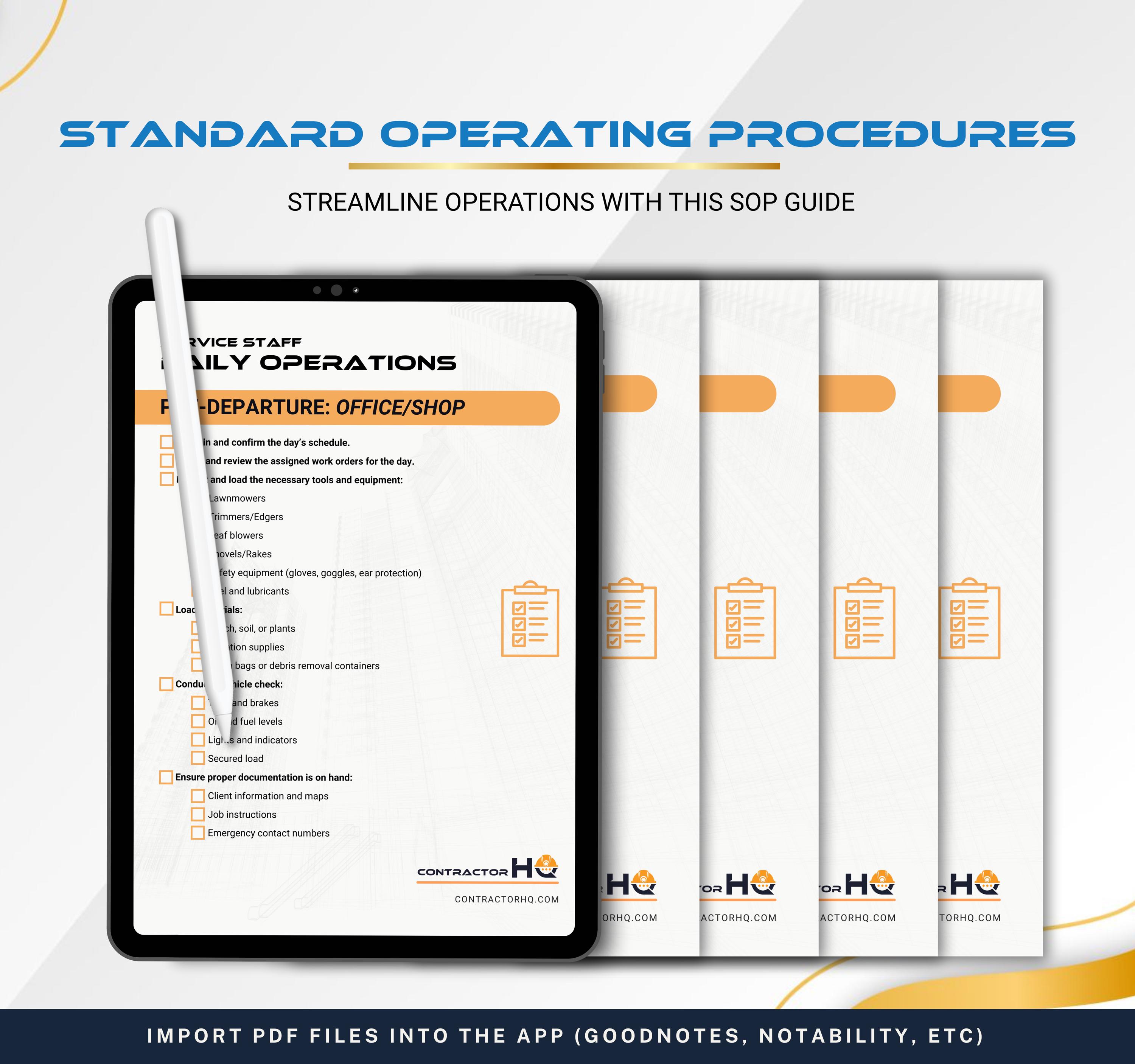 Standard Operating Procedures Template, SOP Manual Google Docs Format ...