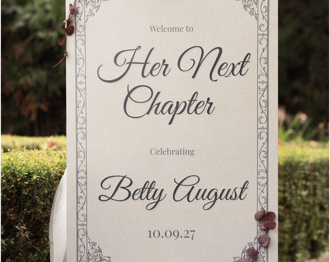 A New Chapter Welcome Sign Template | Editable Her Next Chapter Book ...