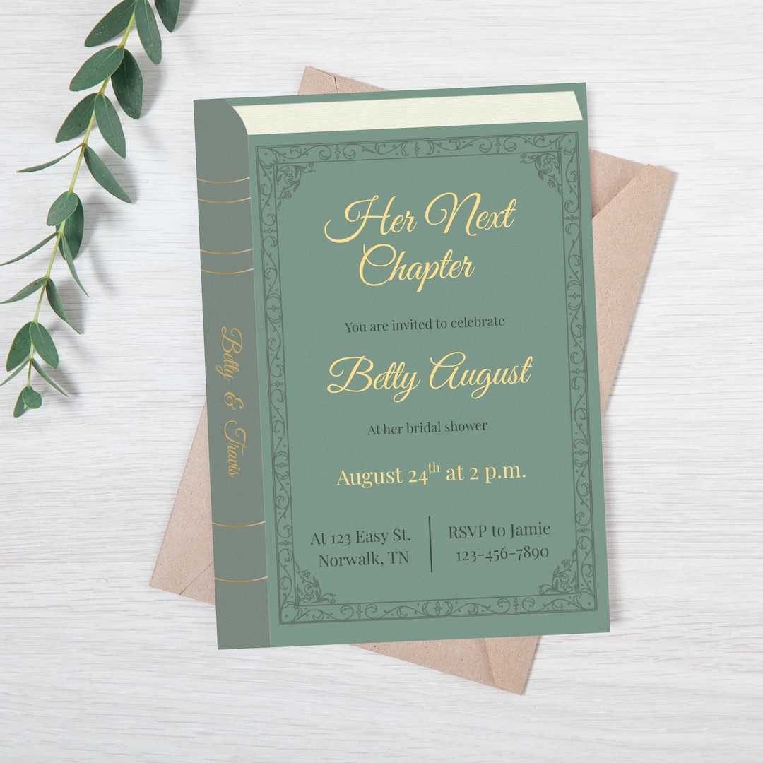 Editable Her Next Chapter Bridal Shower Invitation Template - Etsy