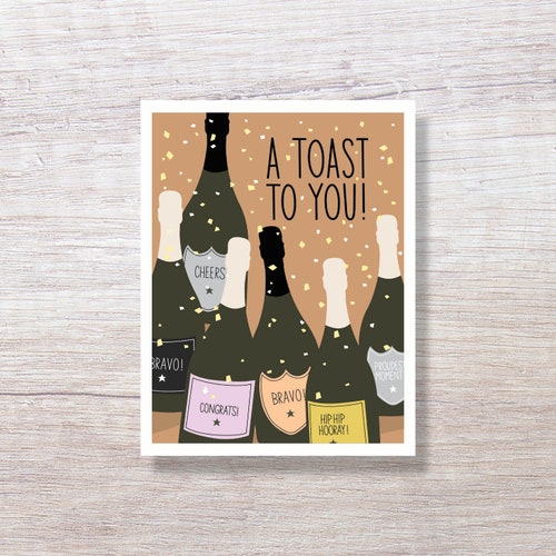 TOAST TO YOU Champagne Congratulations Card Wedding - Etsy