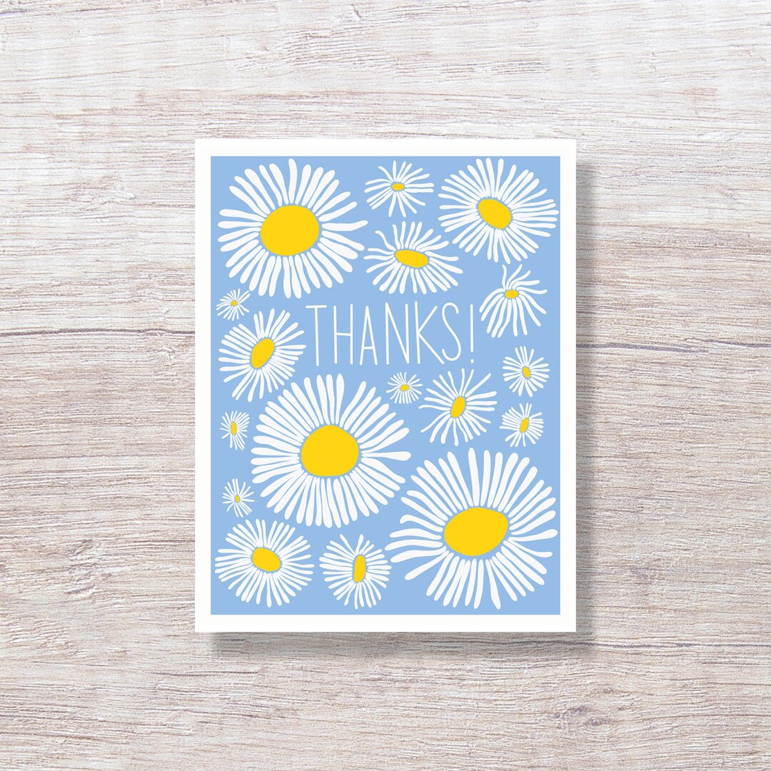 Abstract Daisy Thank You Cards, Single Card or Boxed Set, Hand Drawn ...
