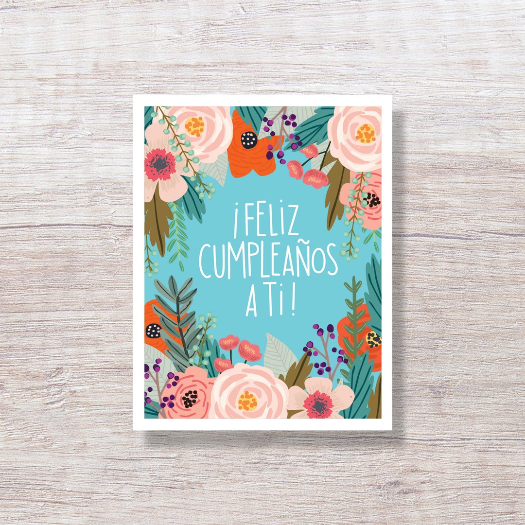 Spanish Language Floral Birthday Card for Friend, Family - D444 - Etsy