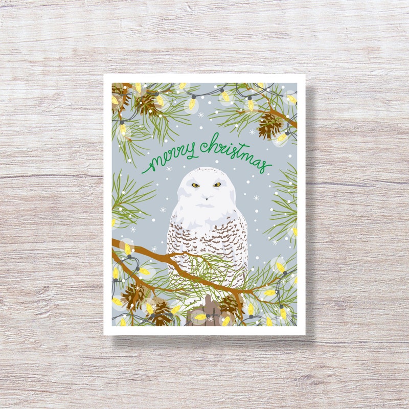 Owl Christmas Card - Etsy