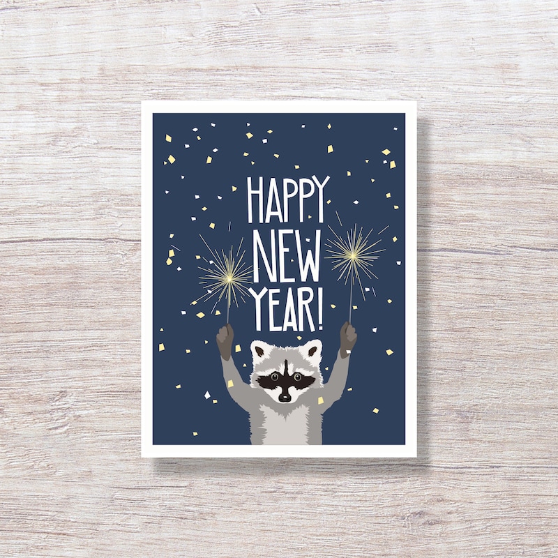 Elf Raccoon Card - Etsy
