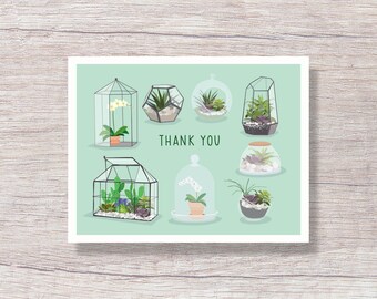 Potted Houseplants Thank You Note Card Single Card or Boxed - Etsy