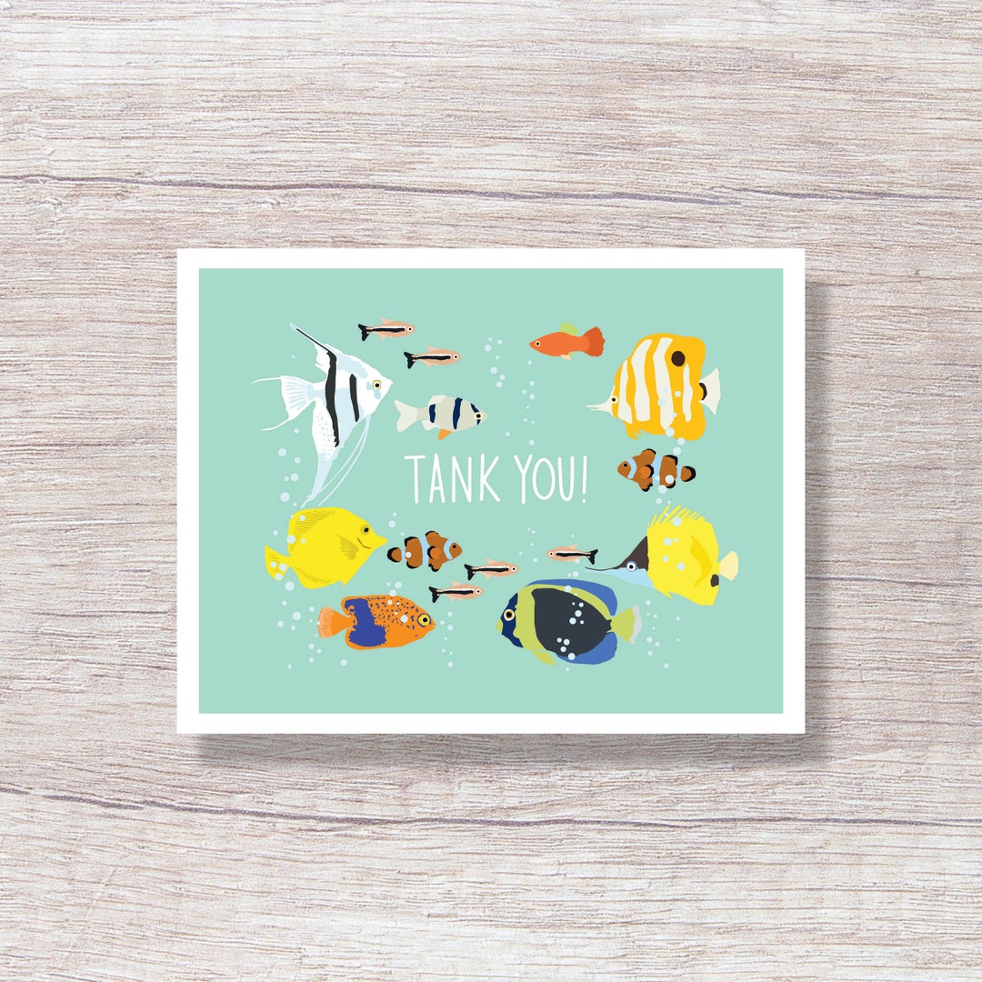 TANK You Fishes, Thank You Note Card - Single Card or Boxed Set, Hand ...