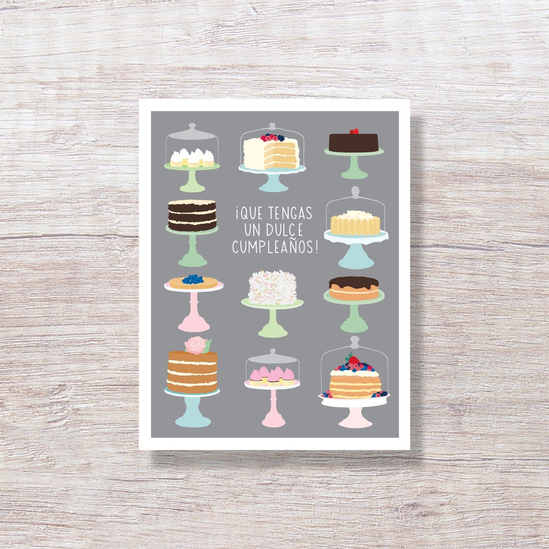 Spanish Language Bakery Cakes Birthday Card for Friend, Family - D442 ...
