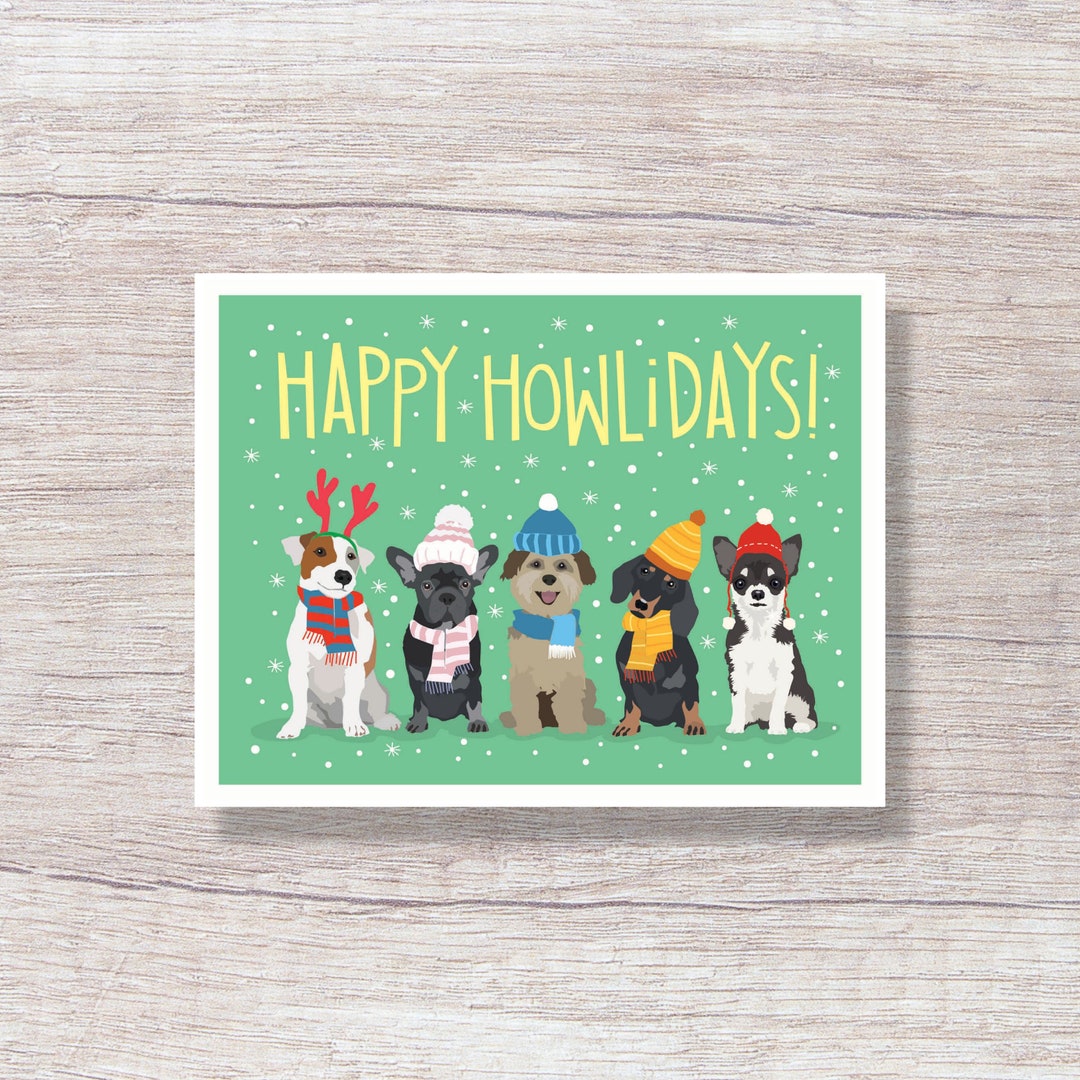 Happy Howlidays Christmas Dogs - Single Card or Boxed Set Christmas ...