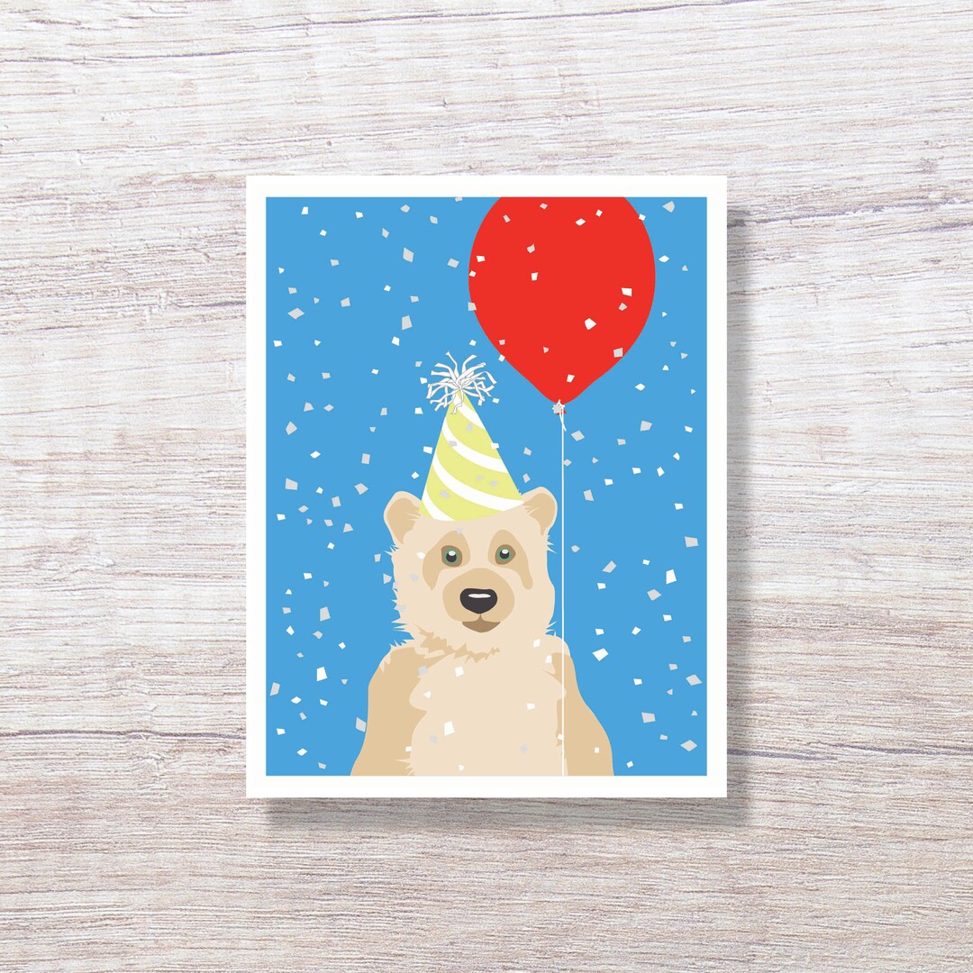 Bear With Balloon, Funny Birthday Card, Modern Stylish Design - D396 - Etsy