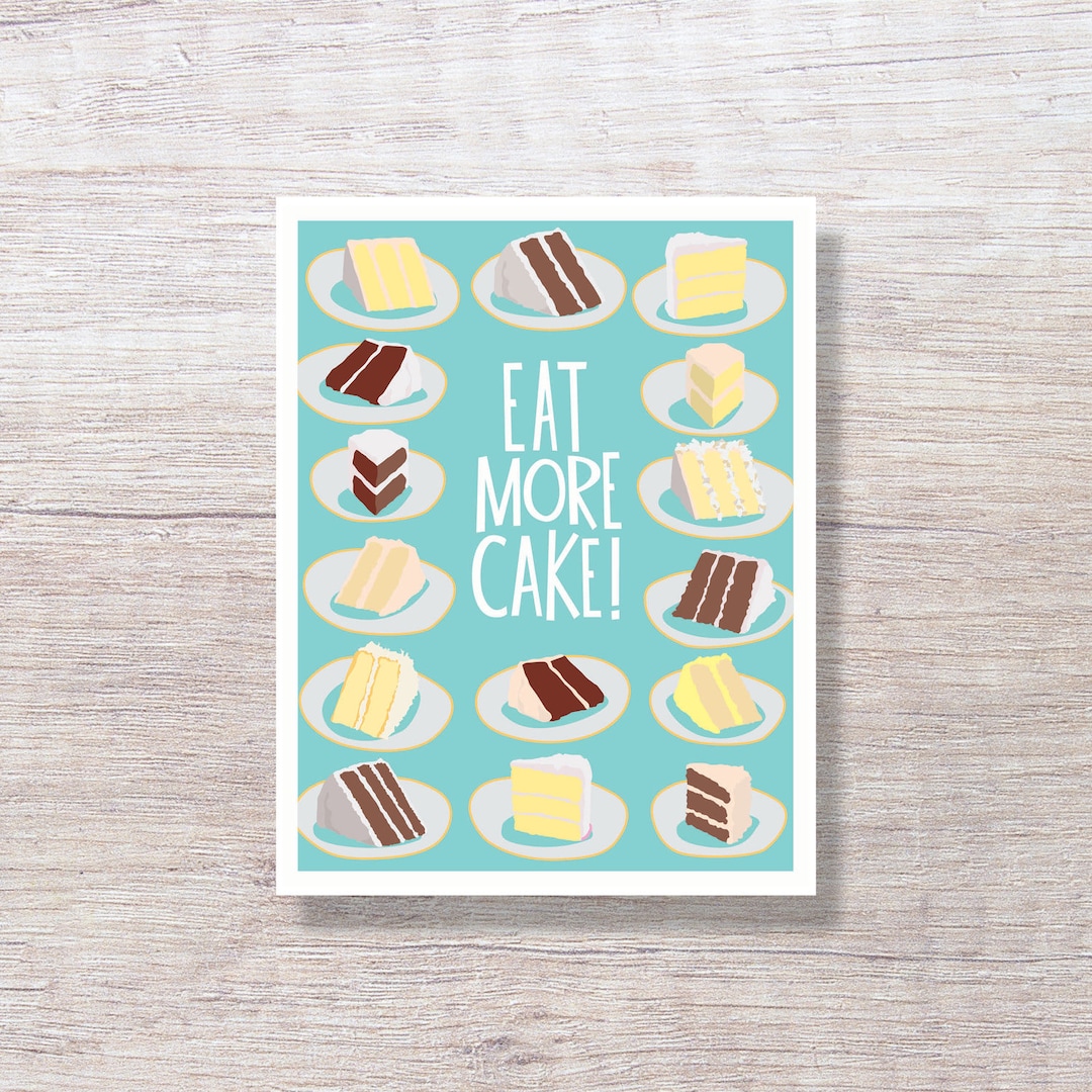 Eat More Cake Birthday Card: Illustrated Cake Slices - D264X - Etsy