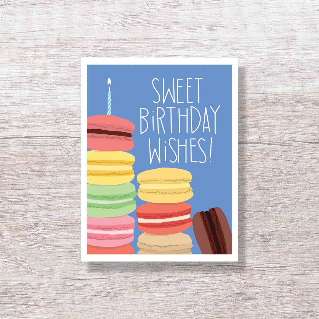 French Macaron, Illustrated Birthday Card - D460 - Etsy