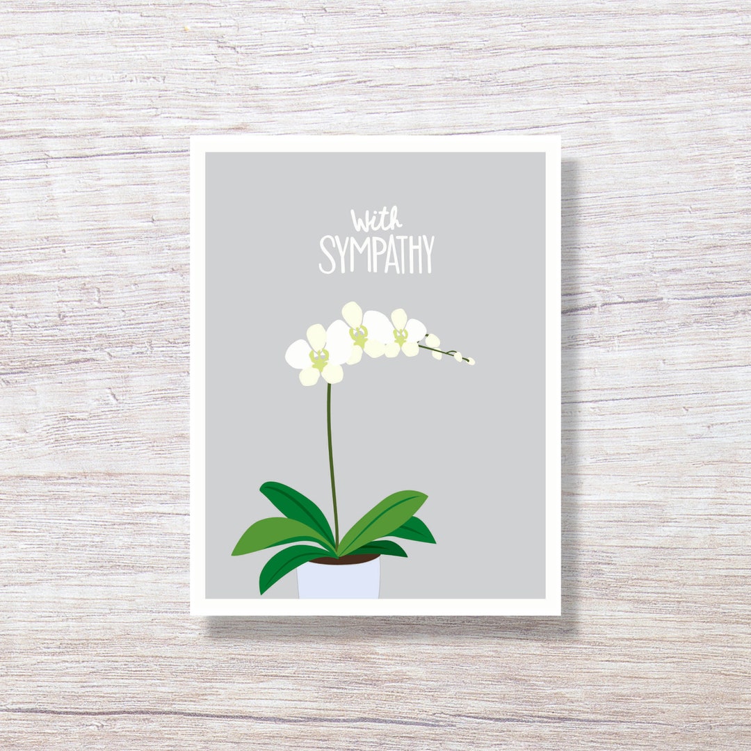 Orchid Sympathy Card: Hand-drawn Condolence Card - D338 - Etsy