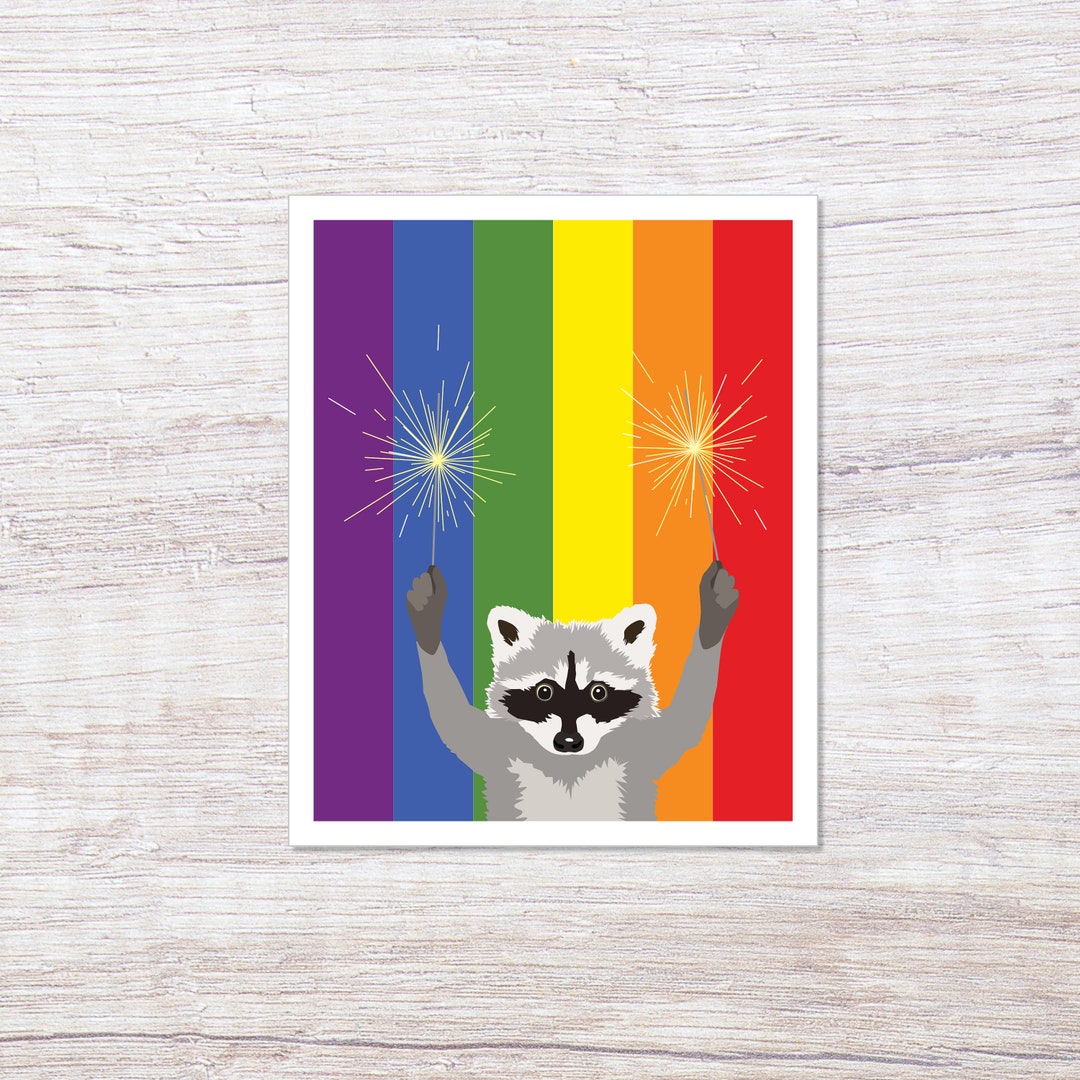 Gay Pride Raccoon, Vinyl Sticker - ST149 - Etsy