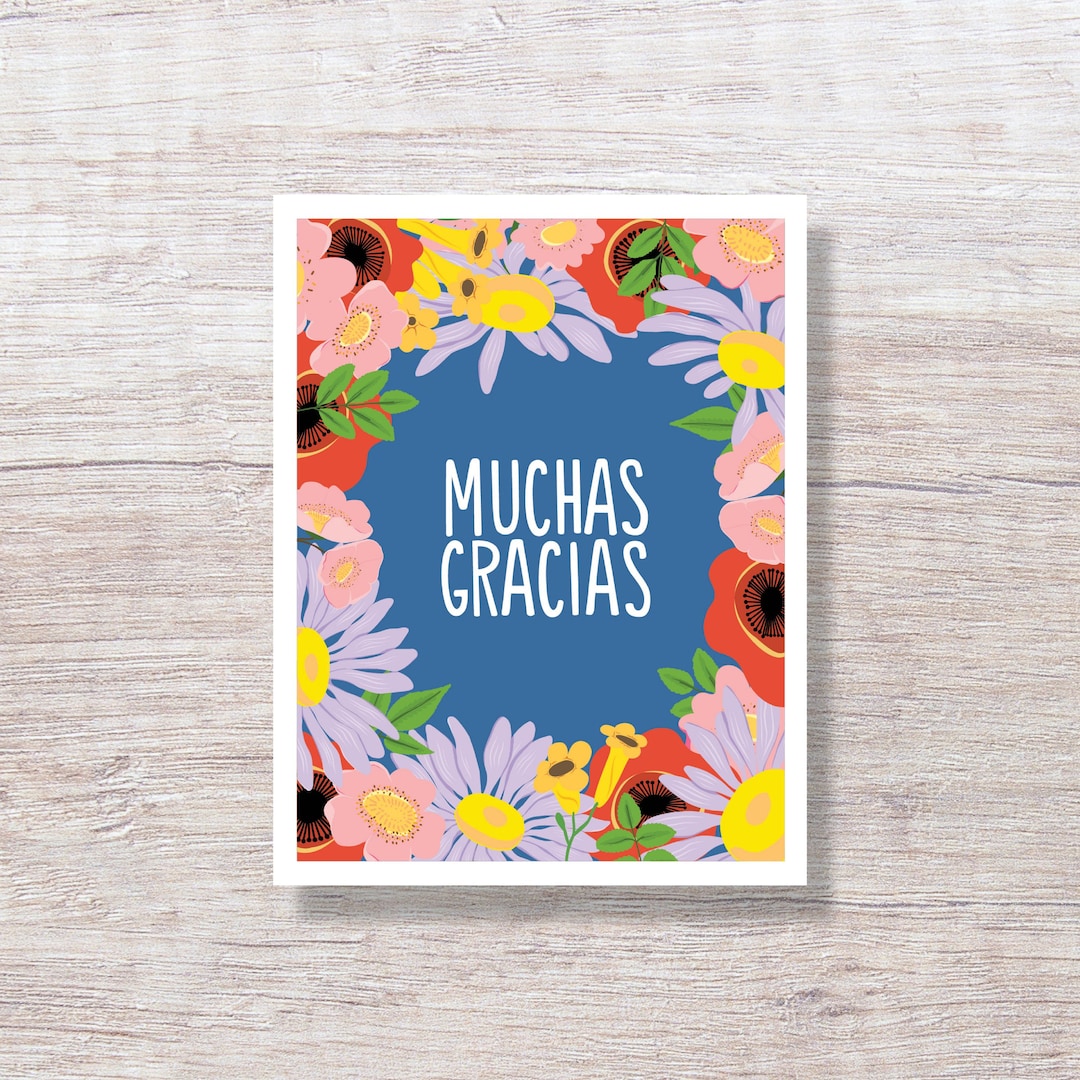SPANISH LANGUAGE Chrysanthemum Thank You Note Card, Hand Drawn Note ...