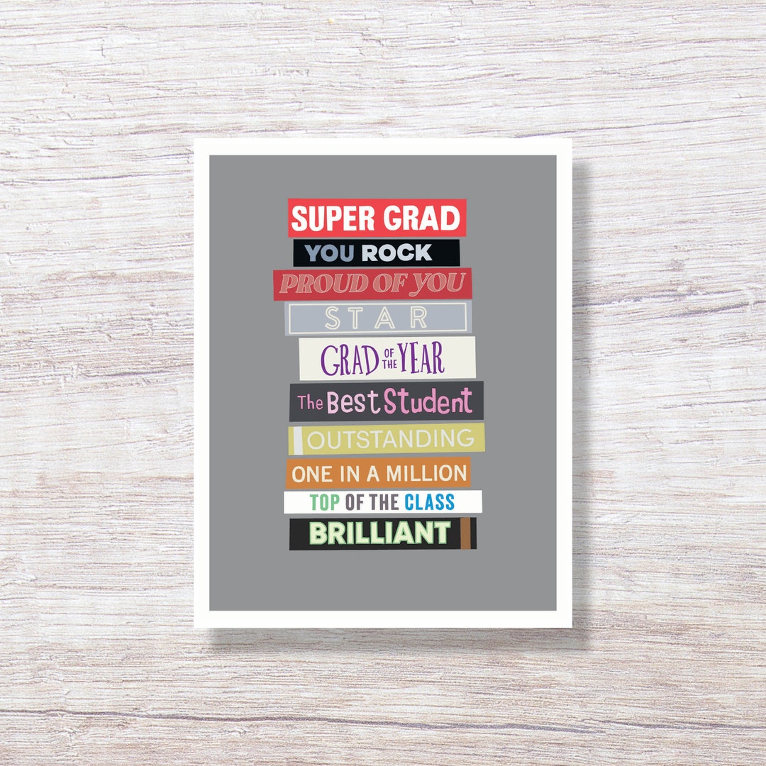 Stack of Grad Books, Graduation Card Congratulations - H306 - Etsy