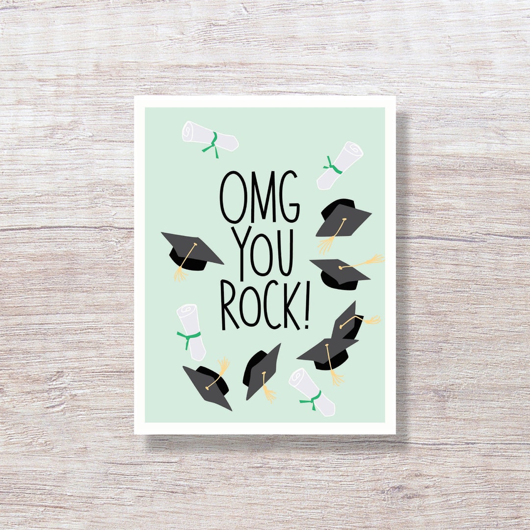 Graduation Card, OMG YOU ROCK - H194 - Etsy