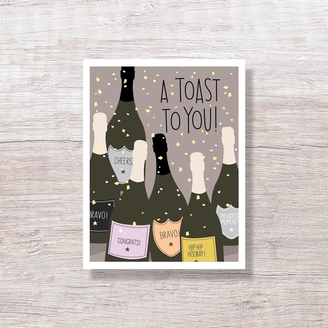 TOAST TO YOU Champagne Congratulations Card, Wedding, Engagement ...