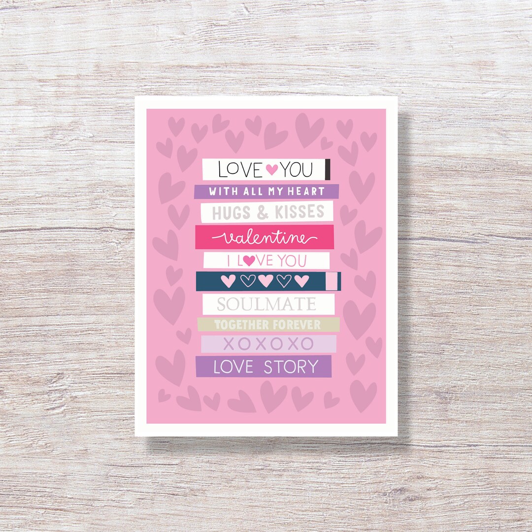 Stack of Books Valentine's Day Card, Book Lover for Him, for Her, for ...