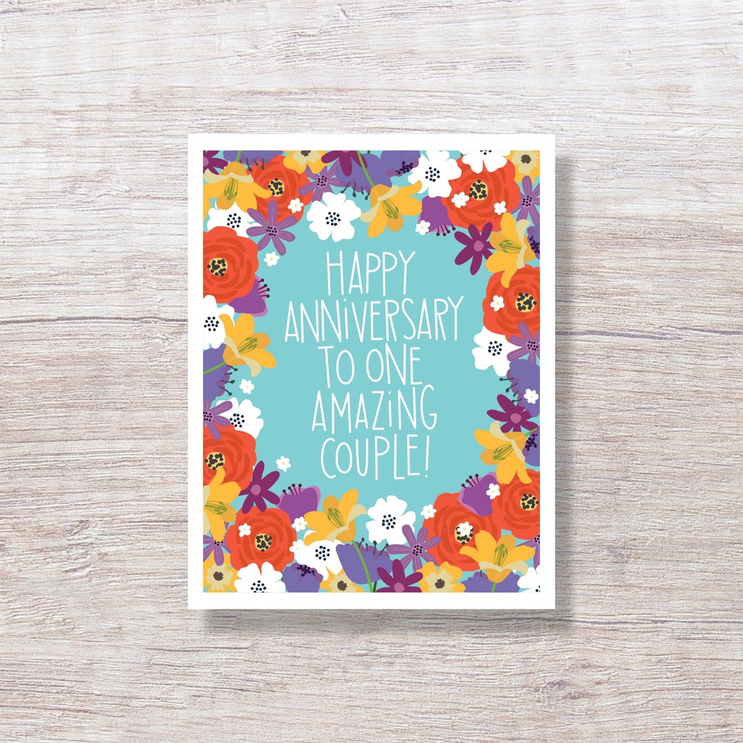One Amazing Couple Anniversary Card, Floral Anniversary Card for a ...