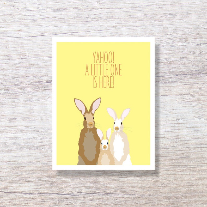 RABBITS Gender Neutral New Baby Card Baby Congratulations - Etsy