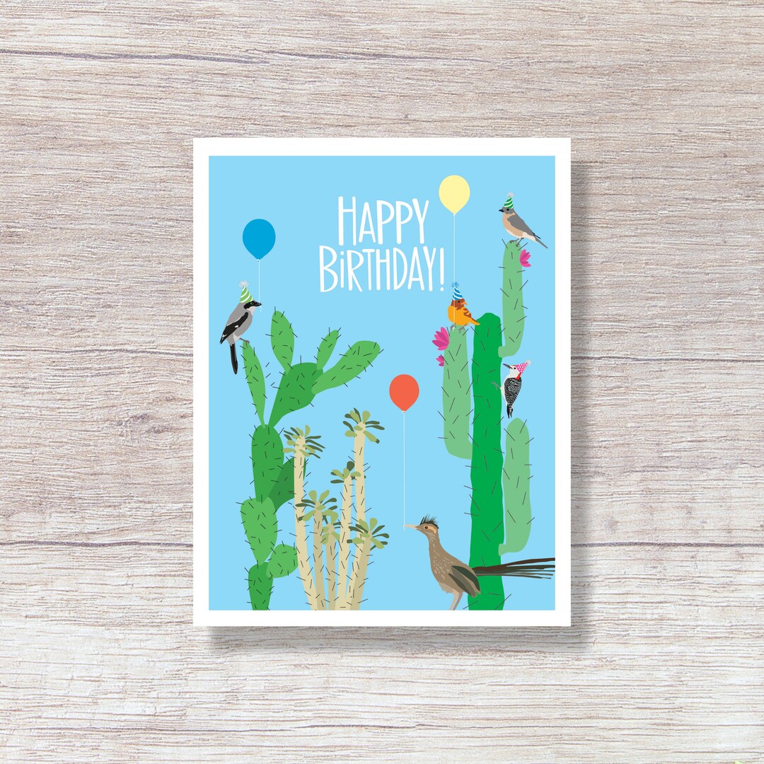 Handmade Cactus Birthday Card: Desert Illustration - D289X - Etsy