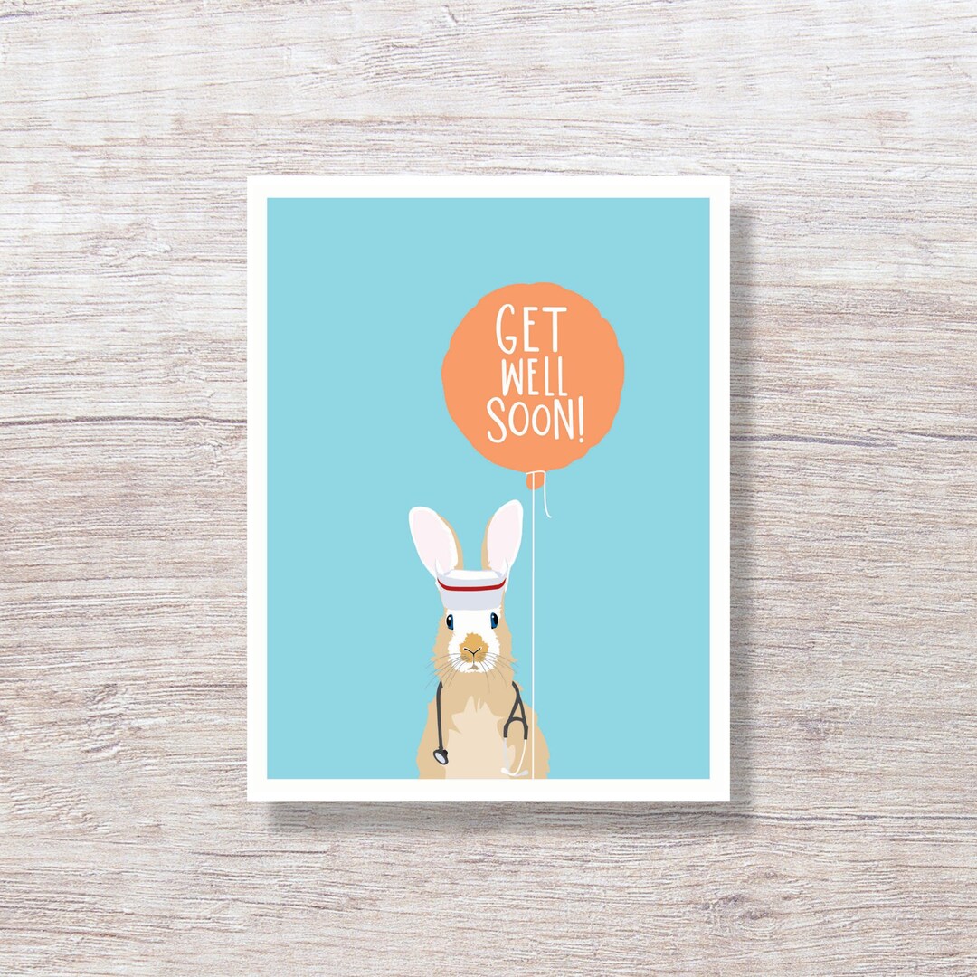 RABBIT NURSE - Get Well Soon Card, Feel Better Card, Speedy Recovery ...