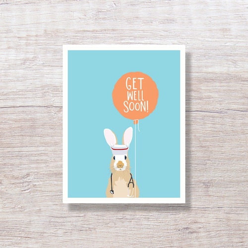RABBIT NURSE Get Well Soon Card Feel Better Card Speedy - Etsy