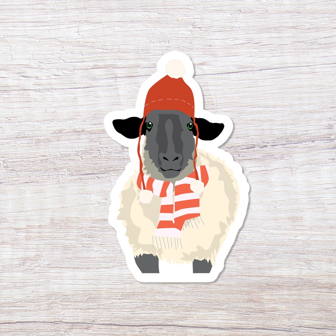 Sheep With Winter Hat, Vinyl Sticker - ST161 - Etsy