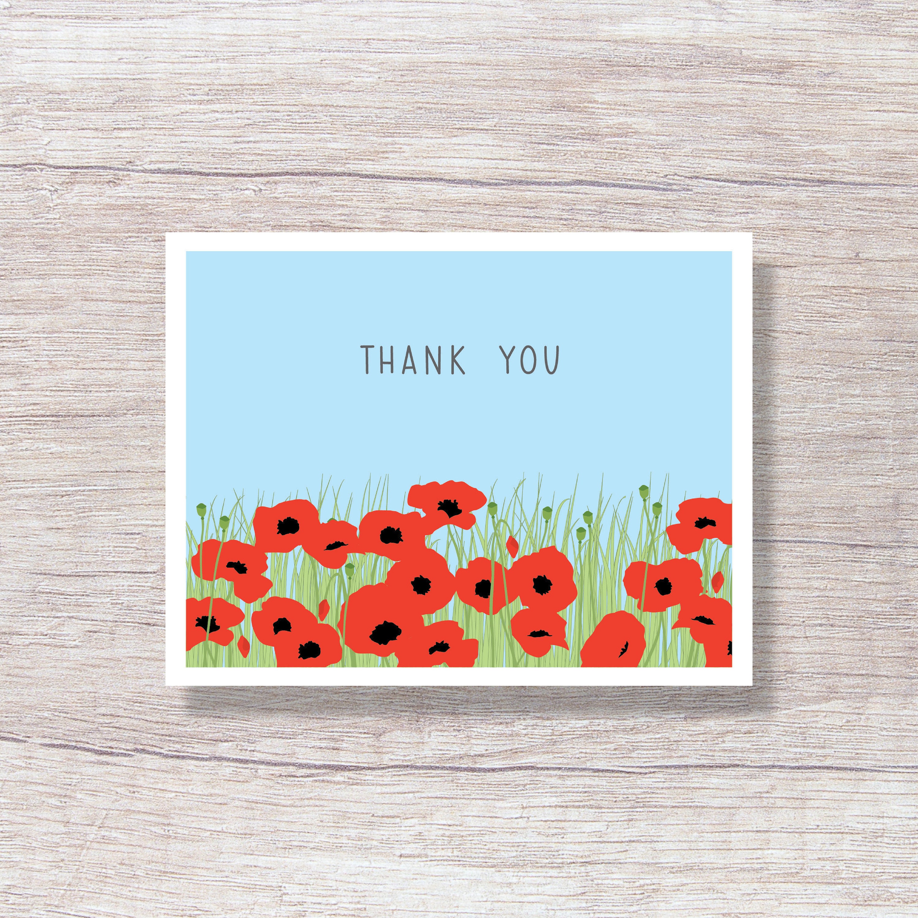 FLORAL POPPY FIELD Thank You Notes Single Card or Boxed Set | Etsy