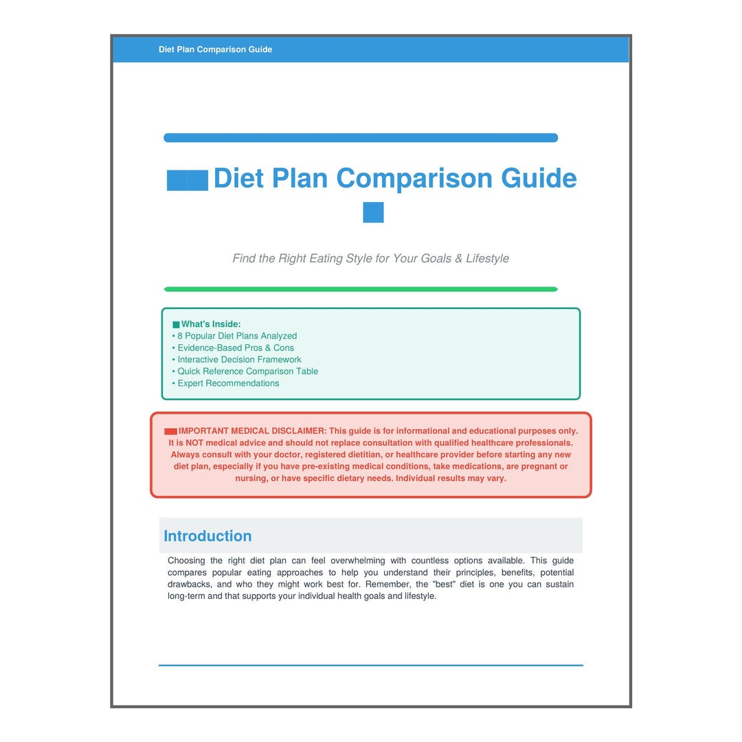 Diet Plan Comparison Guide | Nutrition Reset Planner (PDF) - Etsy