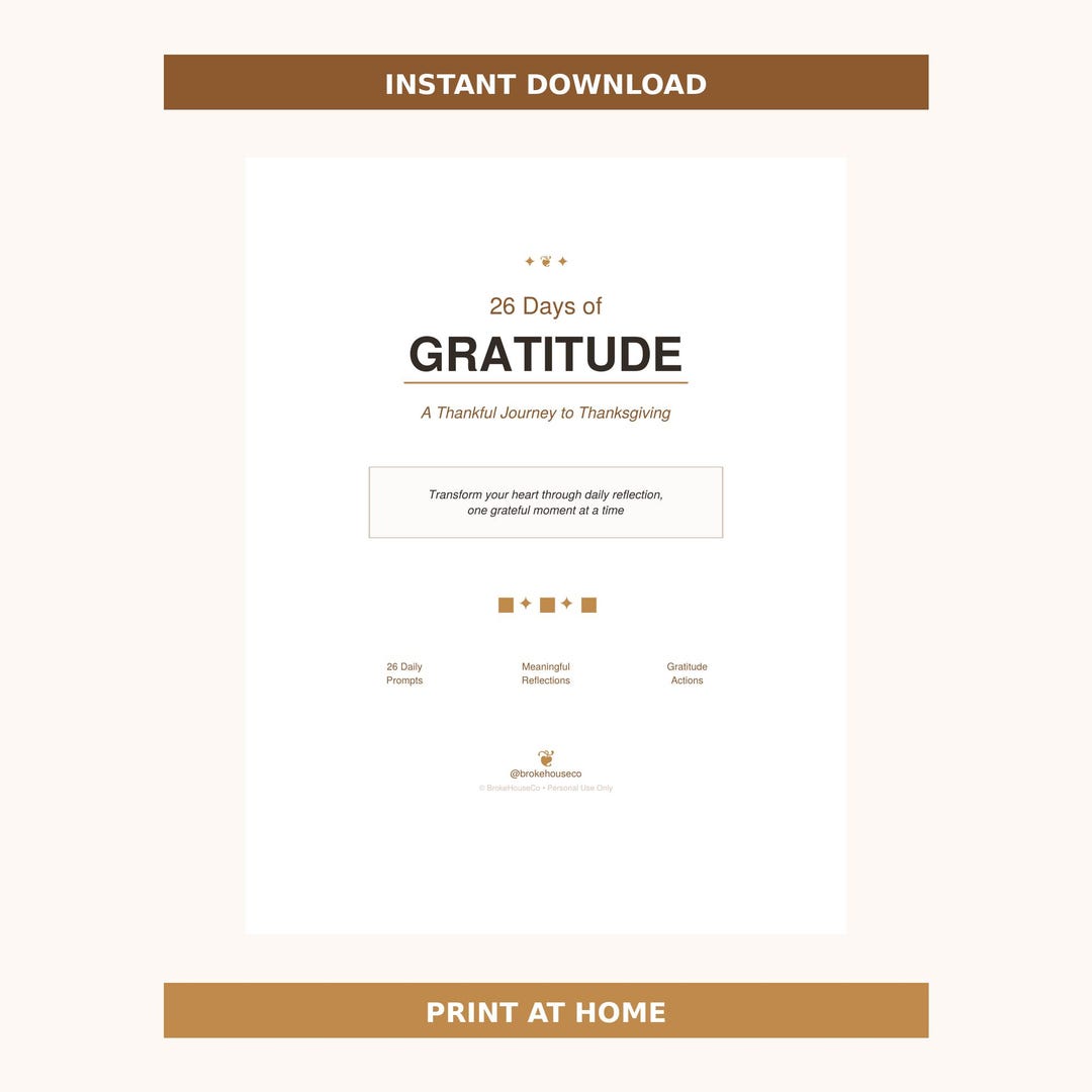 Thanksgiving Gratitude Journal Printable – 26 Day Daily Prompts ...
