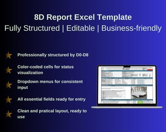 8D Report Template Excel: Problem Solving Quality Tool (digital ...