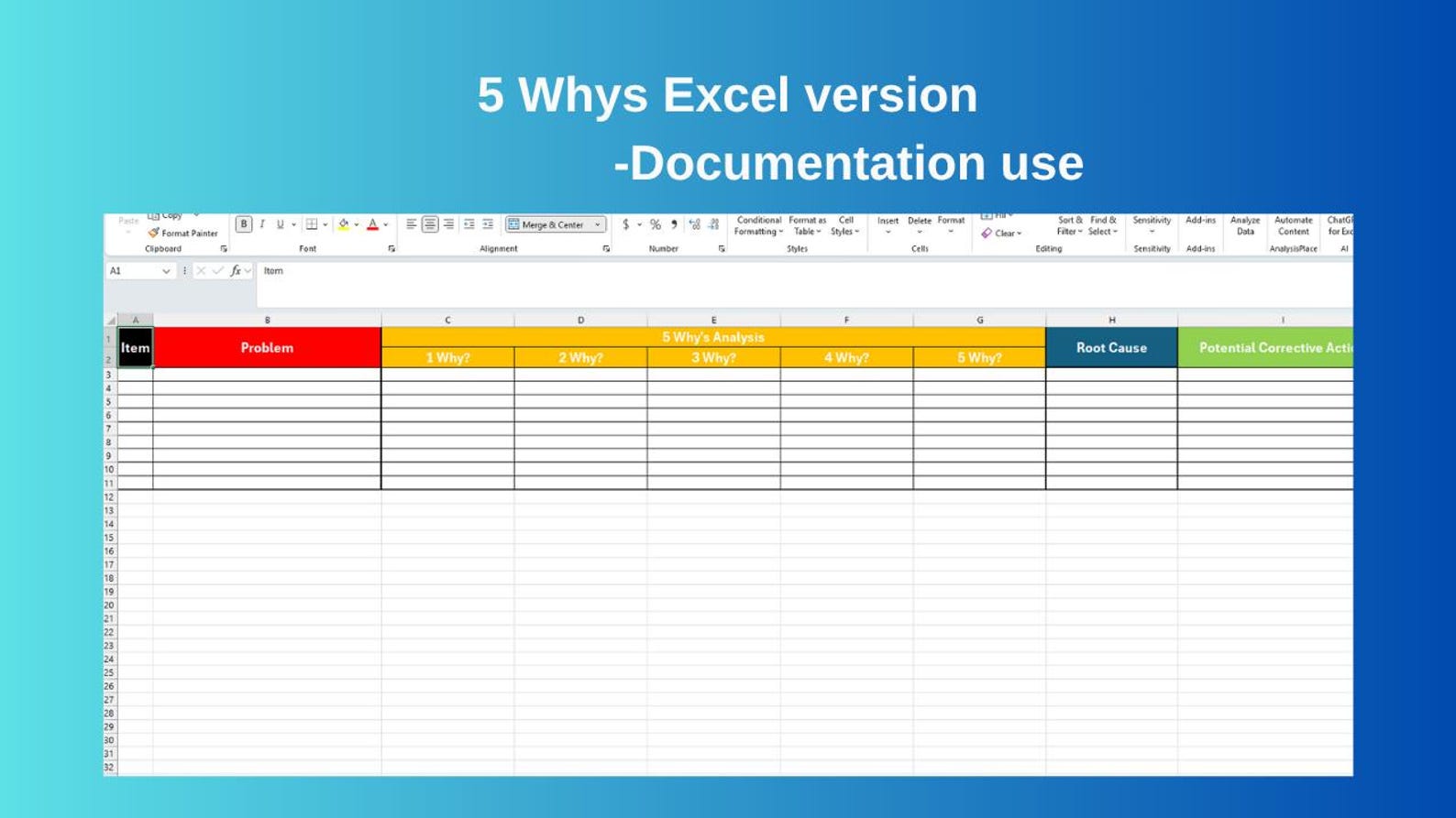 5 Whys Root Cause Analysis Template | Excel & Powerpoint Bundle ...