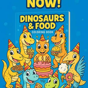 Dino & Food Coloring Pages for Kids – Fun Printable Dinosaur Activity ...